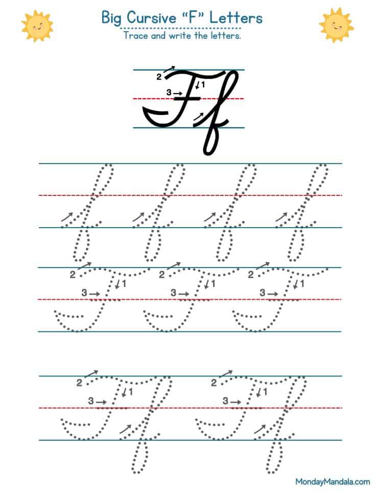 10 Cursive F Worksheets (free Letter Writing Printables)