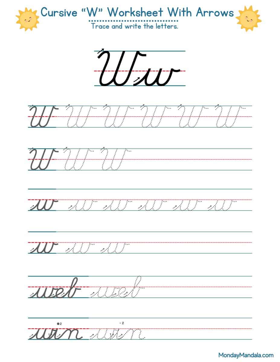 10 Cursive W Worksheets Free Letter Writing Printables