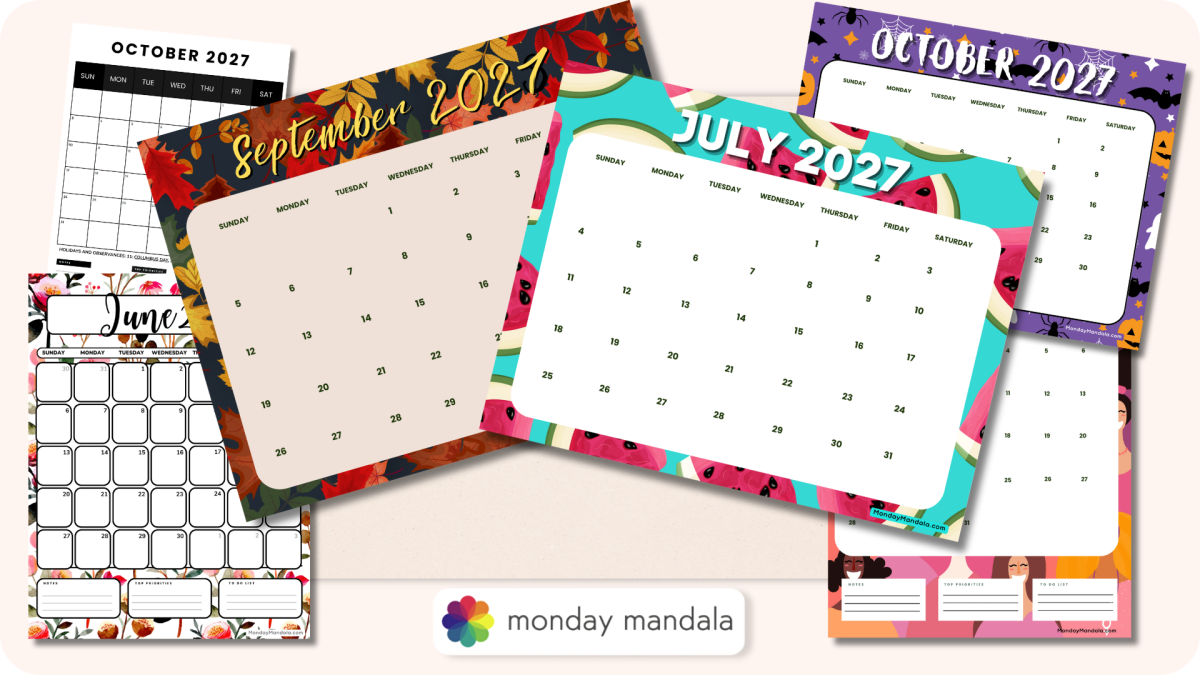 2027 Printable Calendars (56 Free PDF Printables)
