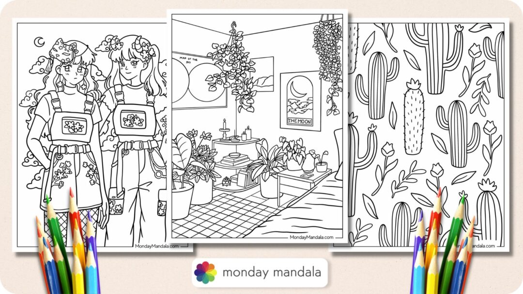 26 Aesthetic Coloring Pages (Free PDF Printables)