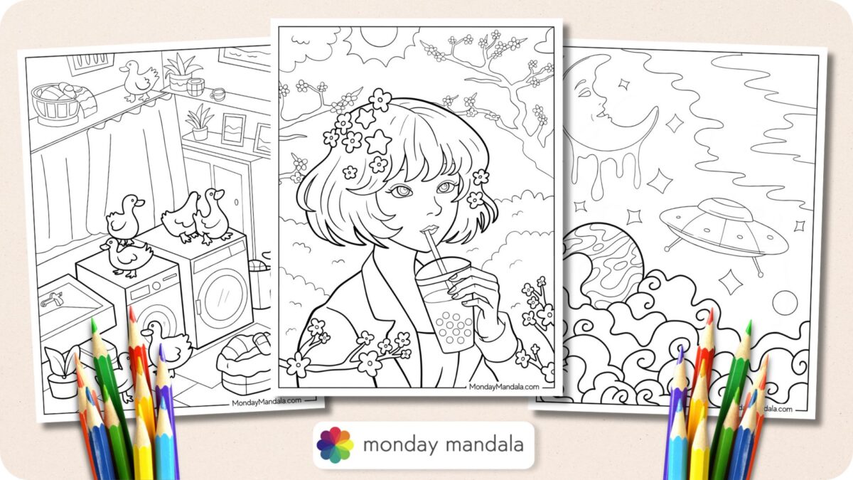26 Aesthetic Coloring Pages (Free PDF Printables)
