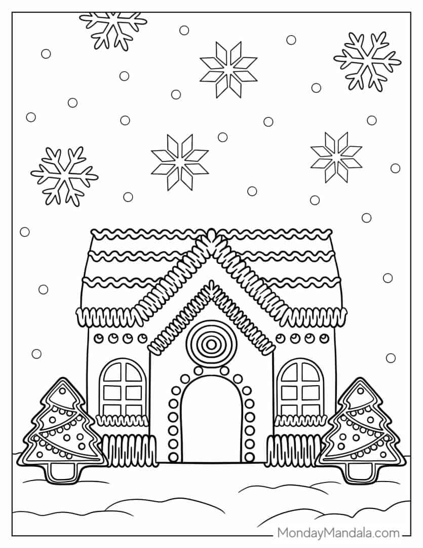 40 Gingerbread House Coloring Pages (Free PDF Printables)