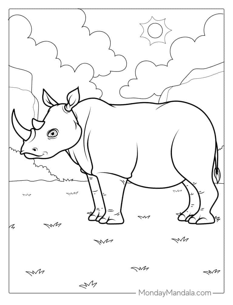 22 Rhino Coloring Pages (Free PDF Printables)