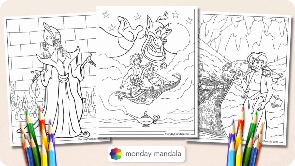 30 Aladdin & Jasmine Coloring Pages (Free PDF Printables)