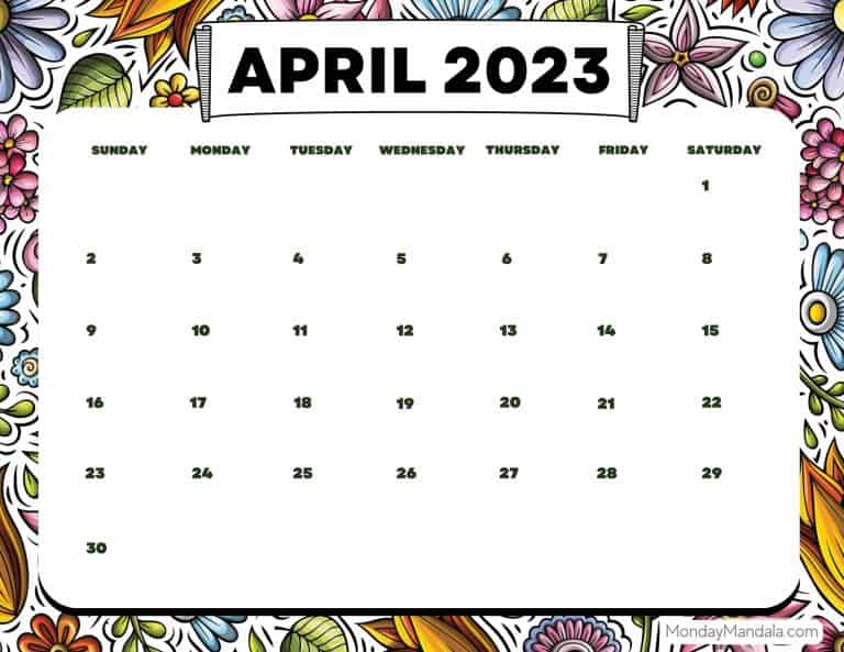 April 2023 Calendar (52 Free PDF Printables)