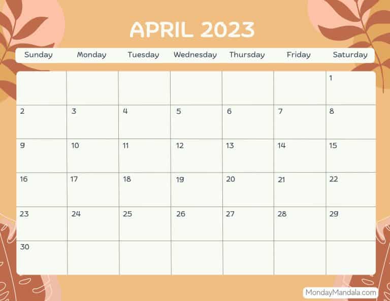 April 2023 Calendar (52 Free PDF Printables)