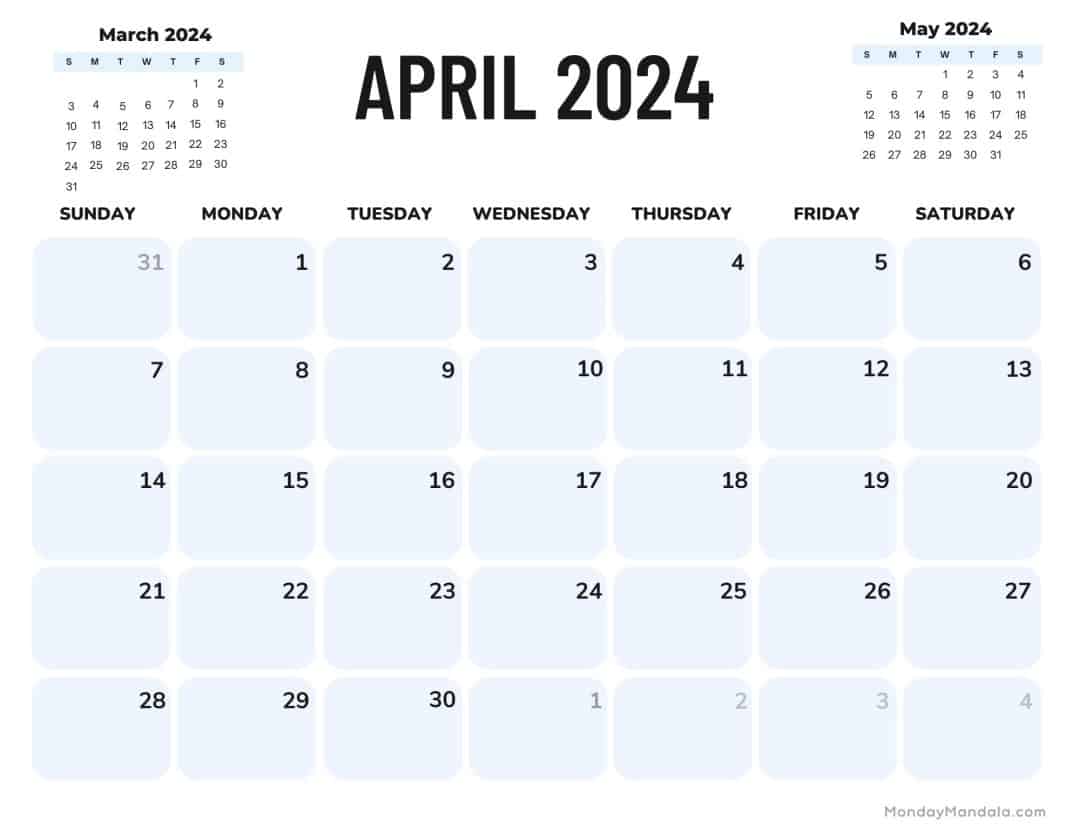 April 2024 Calendars (52 Free PDF Printables)