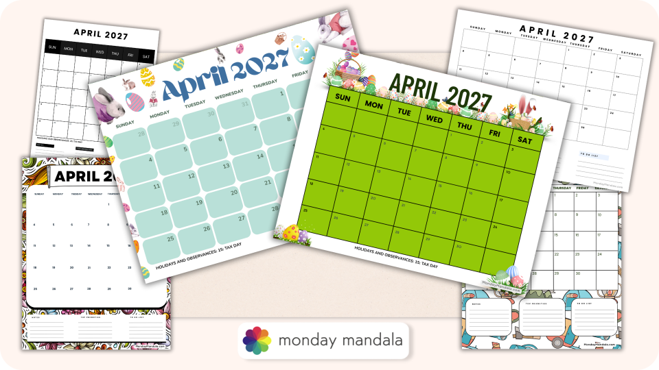 April 2027 Calendar (52 Free PDF Printables)