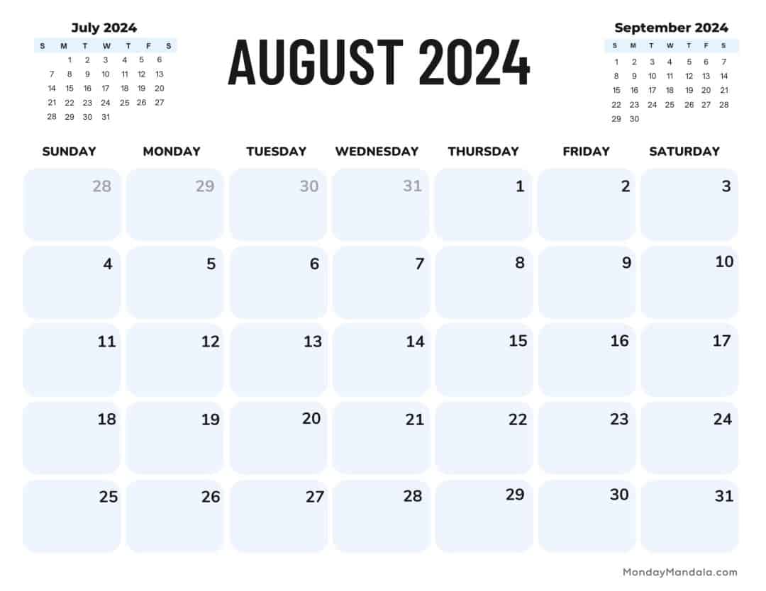 August 2024 Calendars (52 Free PDF Printables)