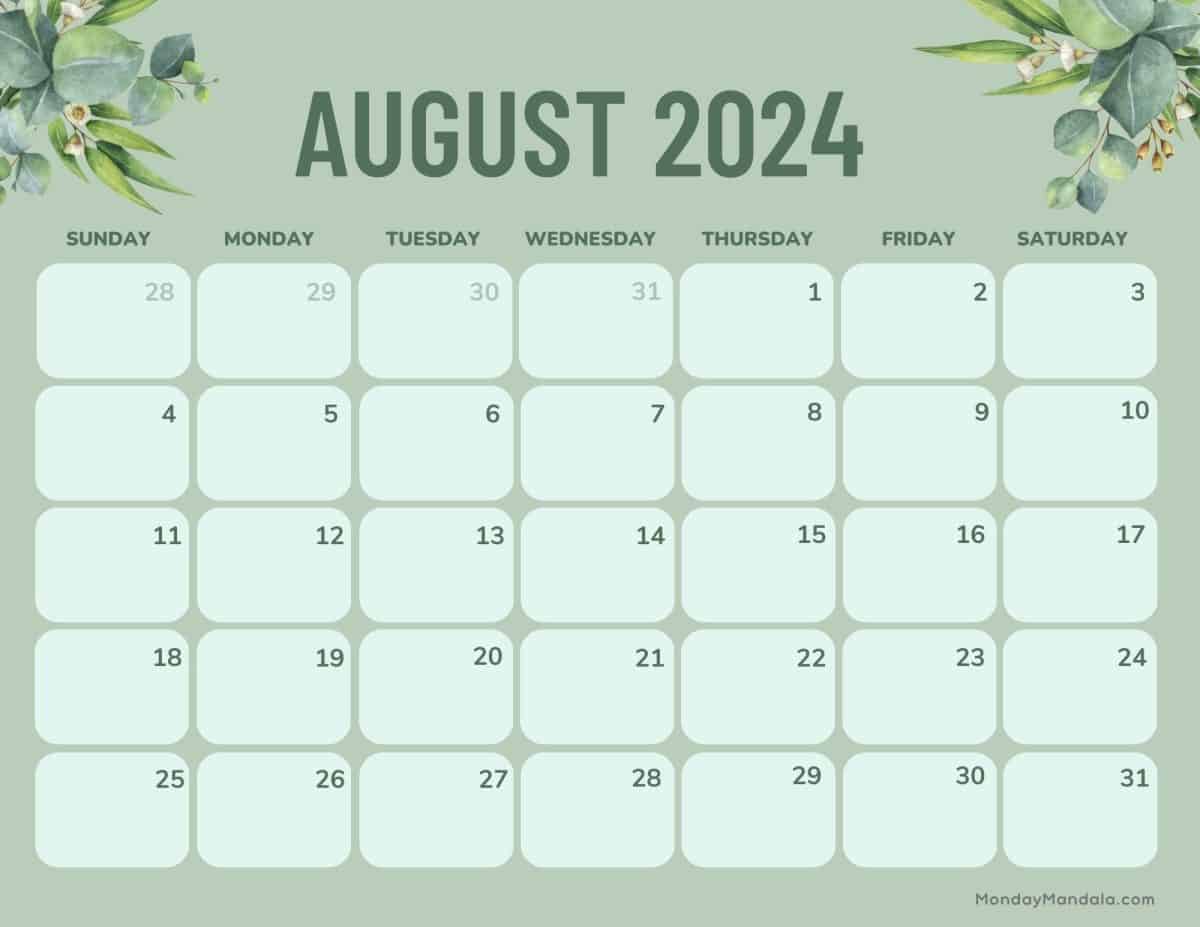 August 2024 Calendars (52 Free PDF Printables)