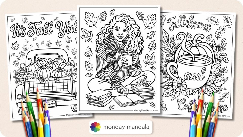 Fall Coloring Pages for Adults (Free PDF Printables)