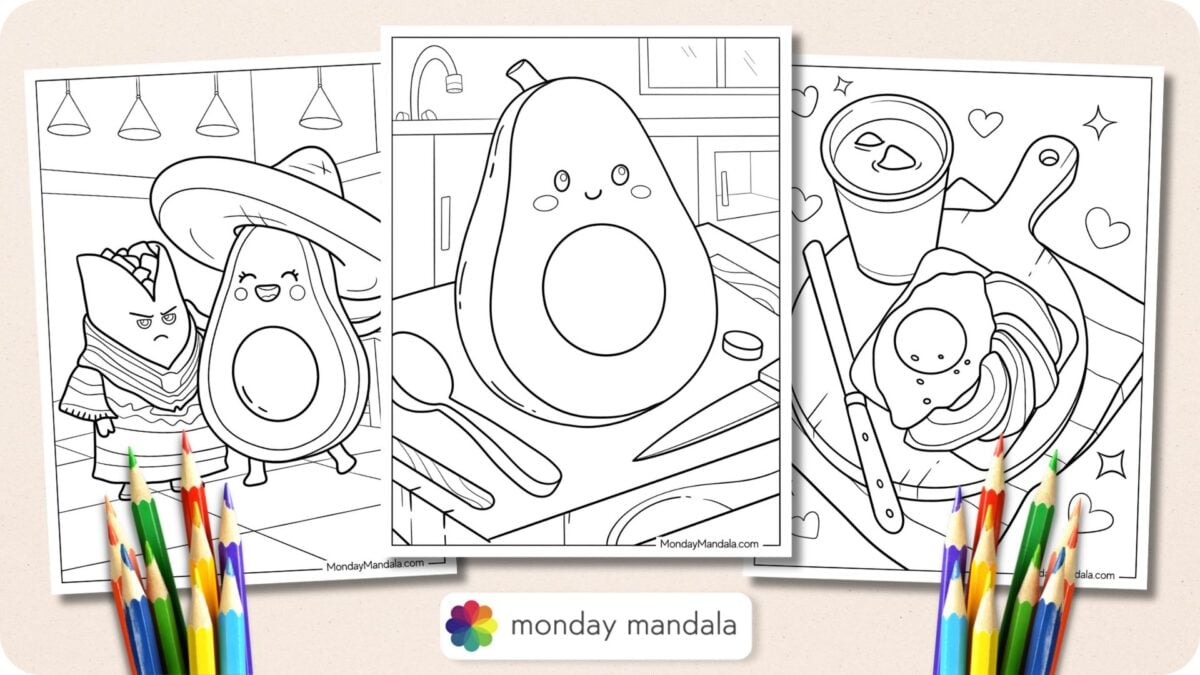 25 Avocado Coloring Pages (Free PDF Printables)