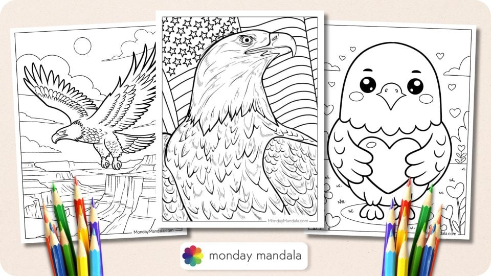 35 Bald Eagle Coloring Pages (Free PDF Printables)