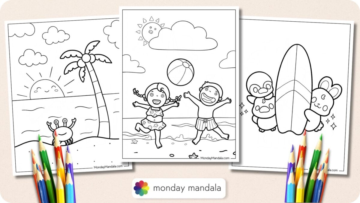26 Beach Coloring Pages (Free PDF Printables)
