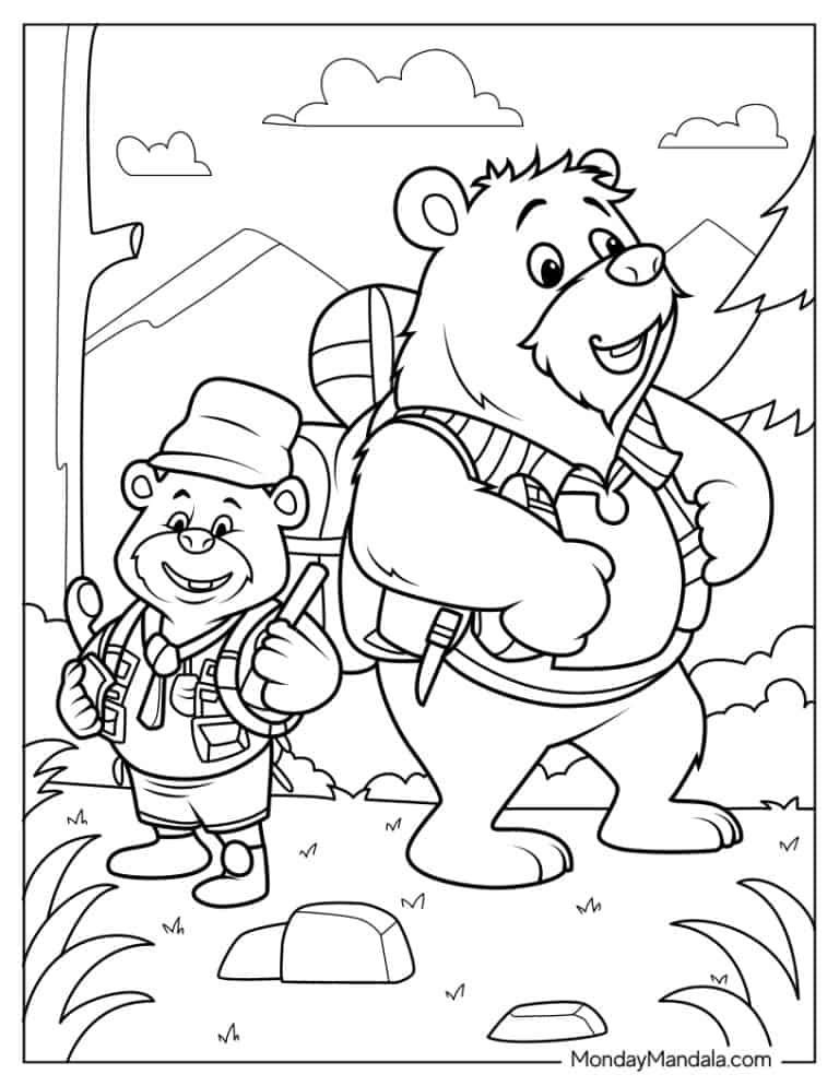 40 Camping & Hiking Coloring Pages (Free PDF Printables)