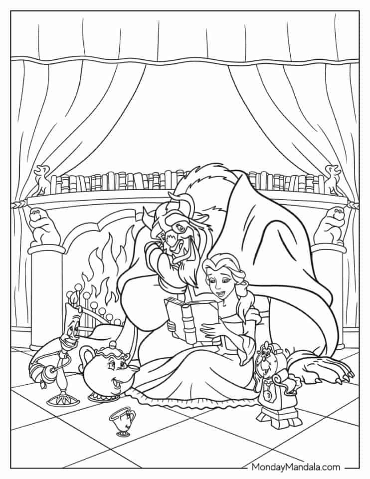 26 Beauty And The Beast Coloring Pages (Free PDF Printables)