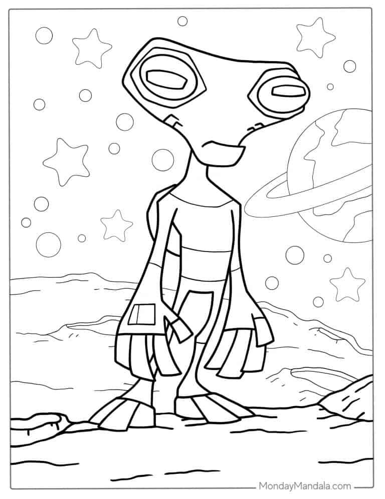 20 Alien Coloring Pages (Free PDF Printables)