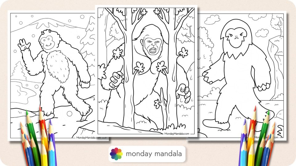 20 Bigfoot & Yeti Coloring Pages (Free PDF Printables)