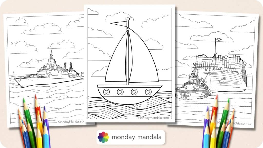 32 Boat & Ship Coloring Pages (Free PDF Printables)