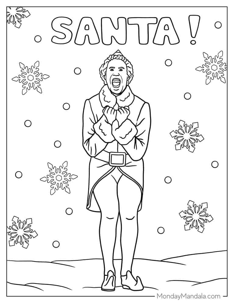 50 Elf Coloring Pages (Free PDF PRintables)
