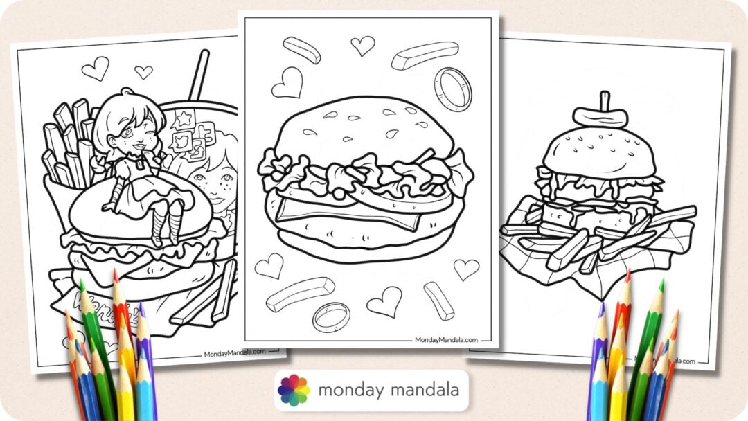 20 Burger Coloring Pages (Free PDF Printables)