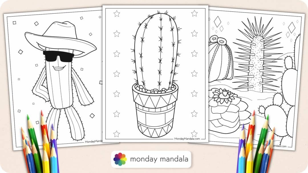 24 Cactus Coloring Pages (Free PDF Printables)