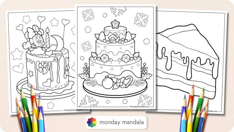 30 Cake Coloring Pages (Free PDF Printables)