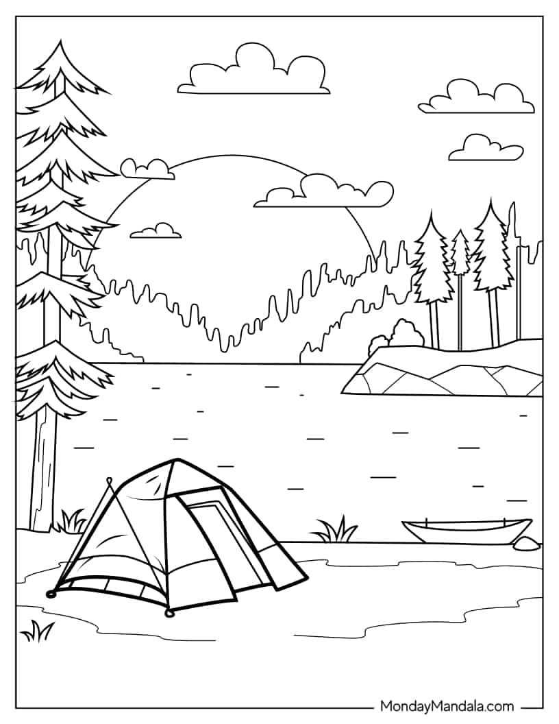 24 Camping & Hiking Coloring Pages (Free PDF Printables)
