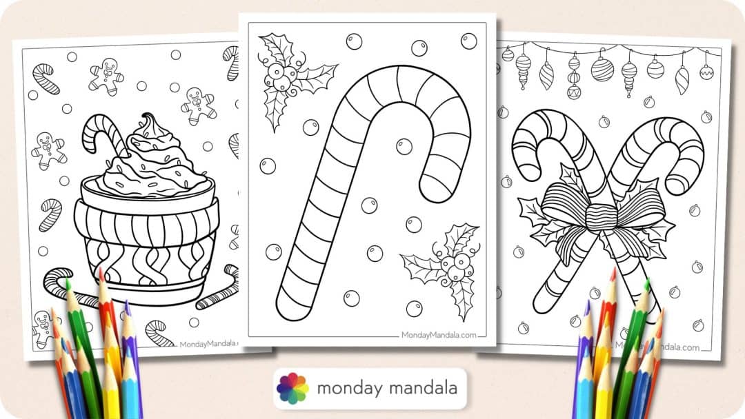 22 Candy Cane Coloring Pages (Free PDF Printables)