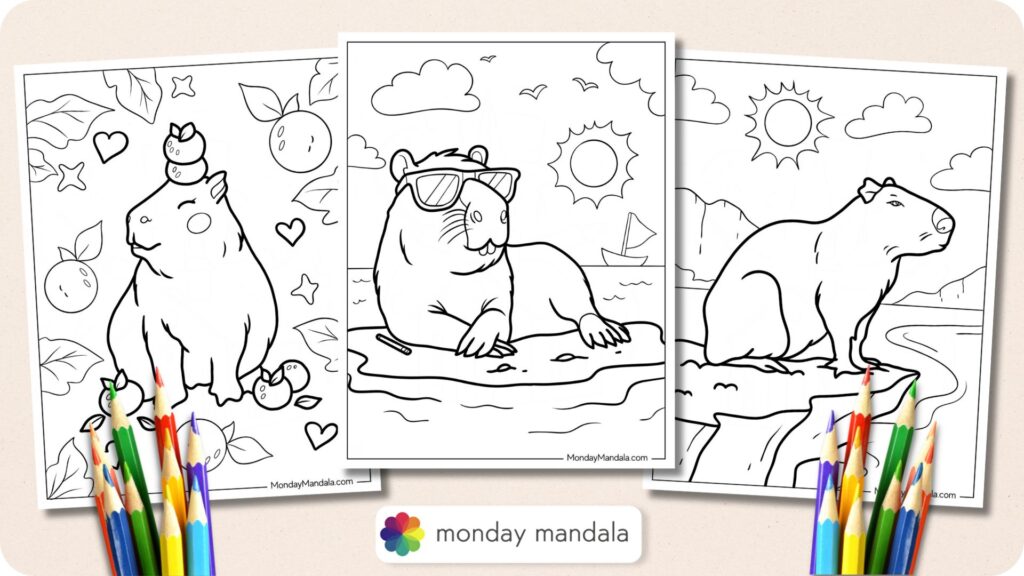 20 Capybara Coloring Pages (Free PDF Printables)
