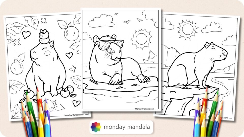 20 Capybara Coloring Pages (Free PDF Printables)