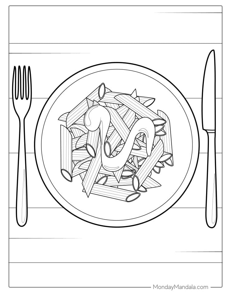 30 Food Coloring Pages (Free PDF Printables)