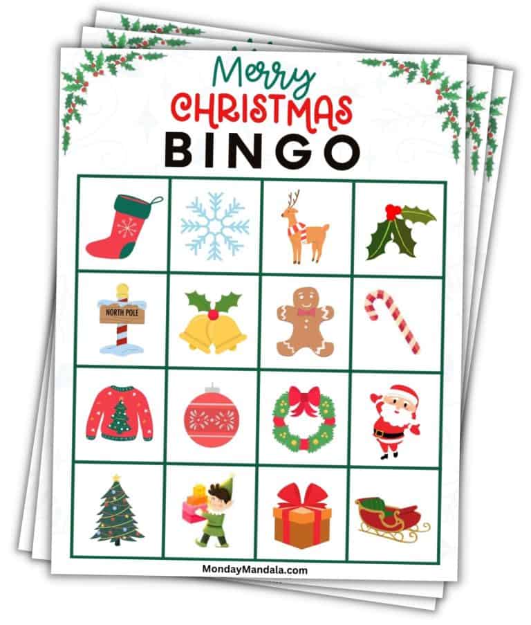 180 Christmas Bingo Cards (Free PDF Printables)