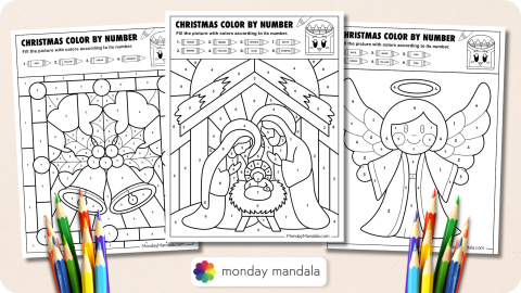 Christmas Color By Number Printables (22 Free PDFs)