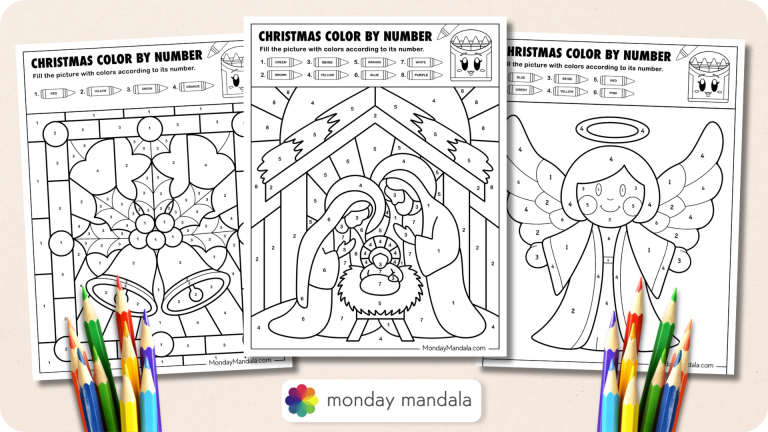Christmas Color By Number Printables (22 Free PDFs)