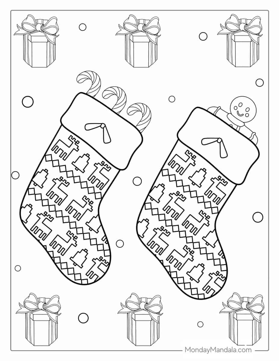 26 Christmas Stocking Coloring Pages (Free Printables)