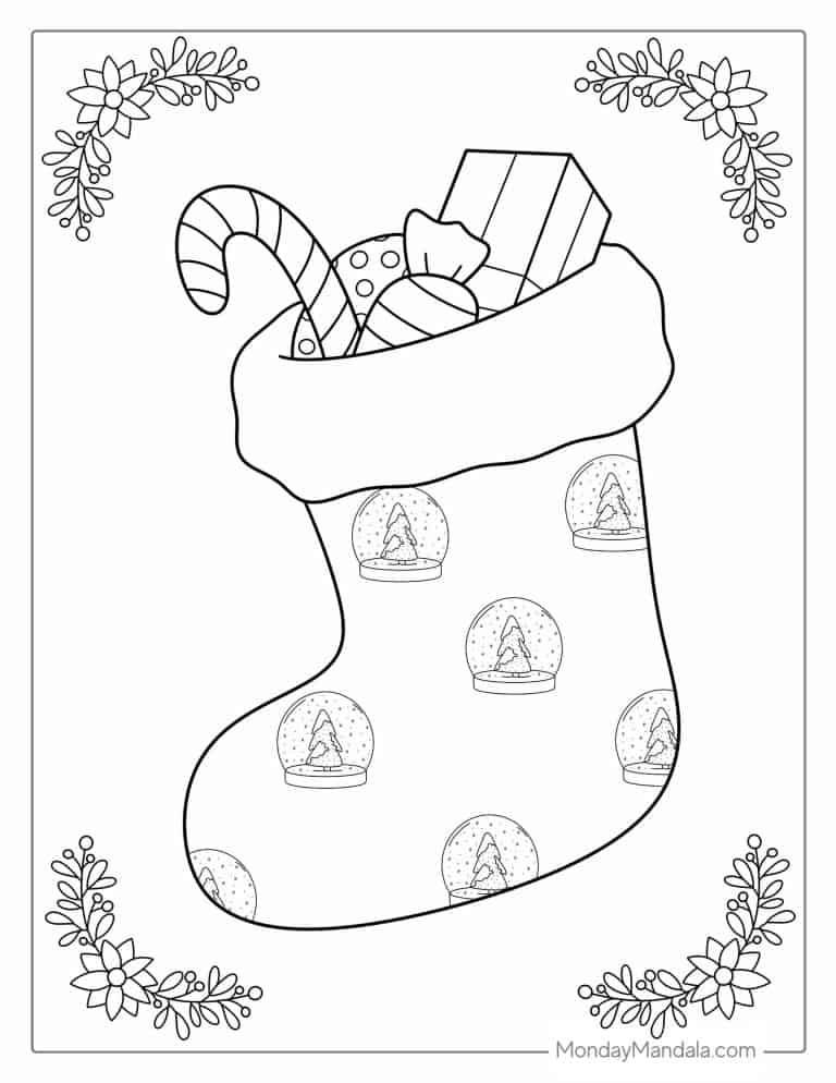 26 Christmas Stocking Coloring Pages (Free Printables)