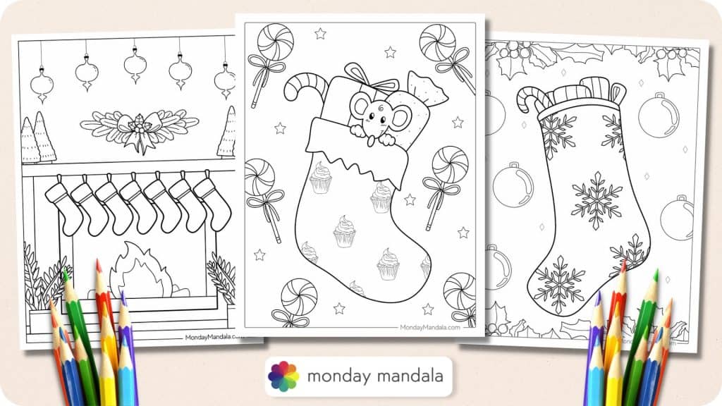 26 Christmas Stocking Coloring Pages (Free Printables)