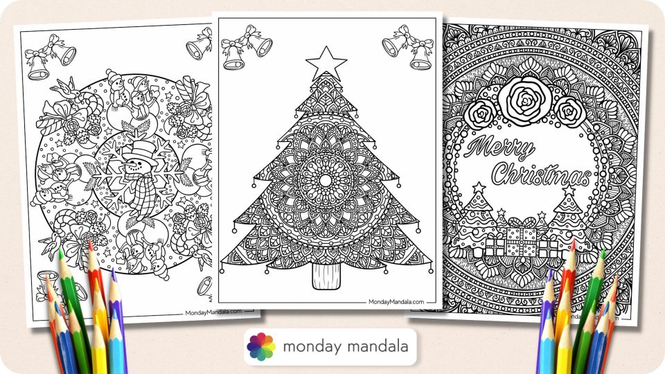 14 Christmas Mandala Coloring Pages (Free PDF Printables)