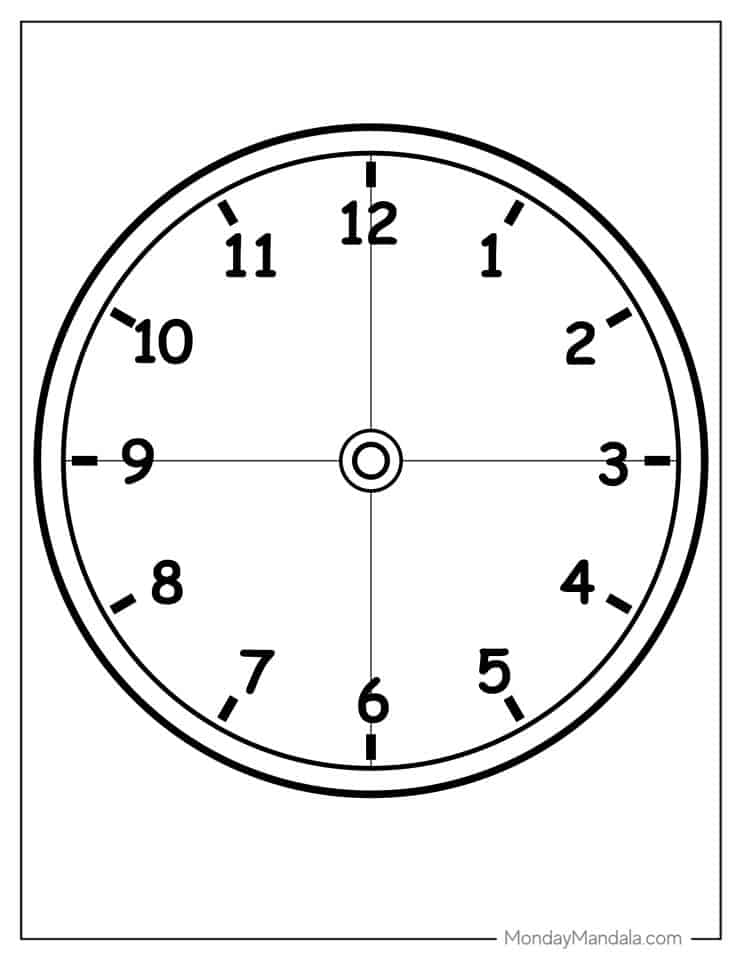 20 Clock Coloring Pages (Free PDF Printables)