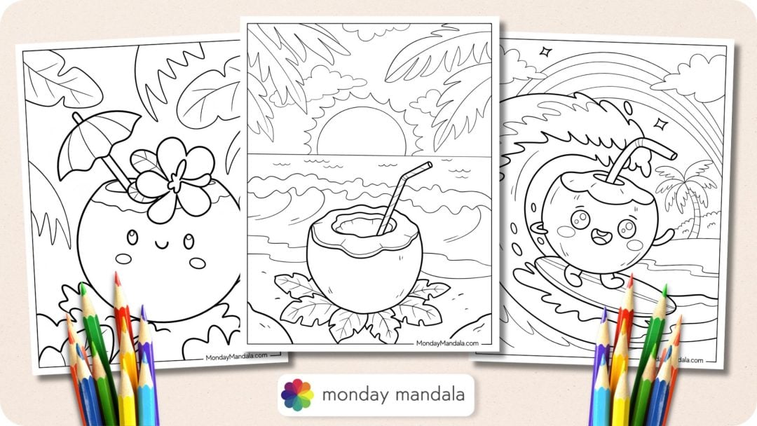 33 Coconut Coloring Pages (Free PDF Printables)
