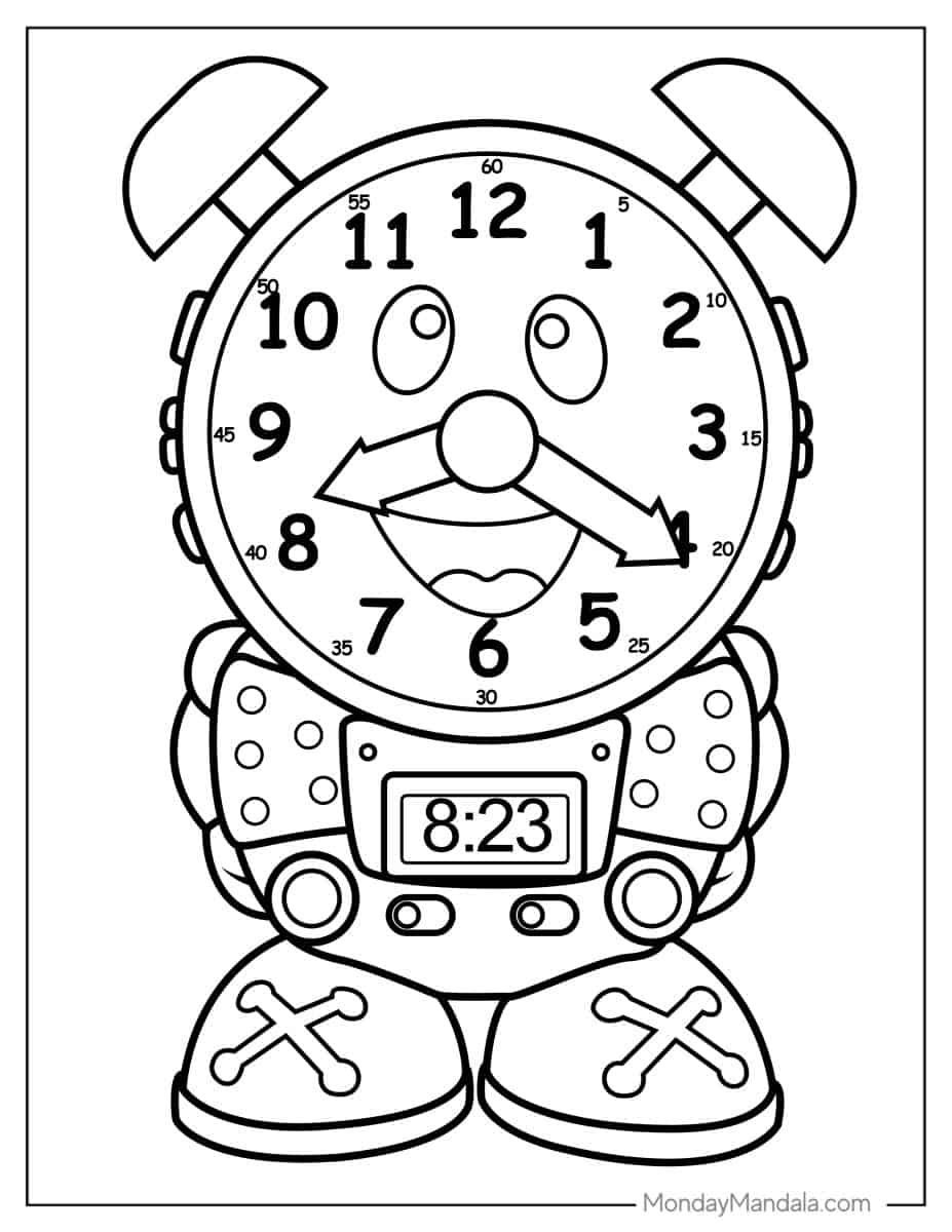 20 Clock Coloring Pages (Free PDF Printables)