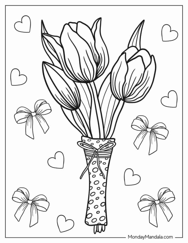 38 Tulip Coloring Pages (Free PDF Printables)