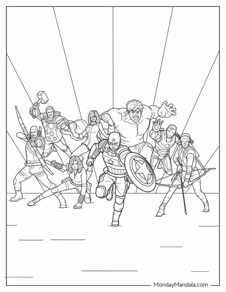 The Avengers Colouring In