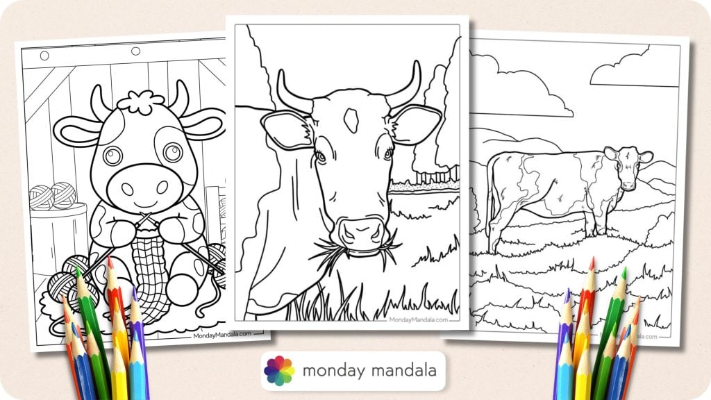 44 Cow Coloring Pages (Free PDF Printables)