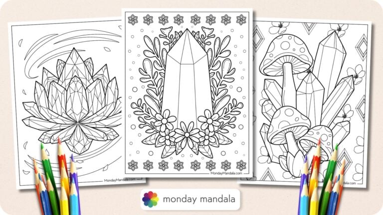 20 Crystal Coloring Pages (Free PDF Printables)