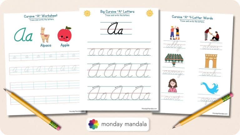 10 Cursive A Worksheets (Free Letter Writing Printables)