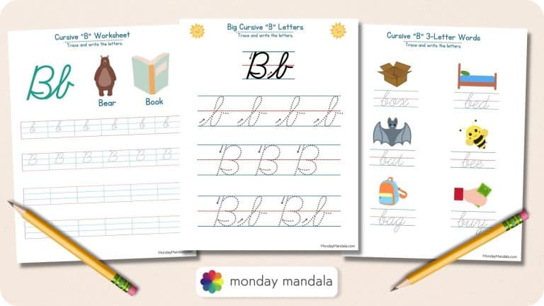 10 Cursive B Worksheets (Free Letter Writing Printables)