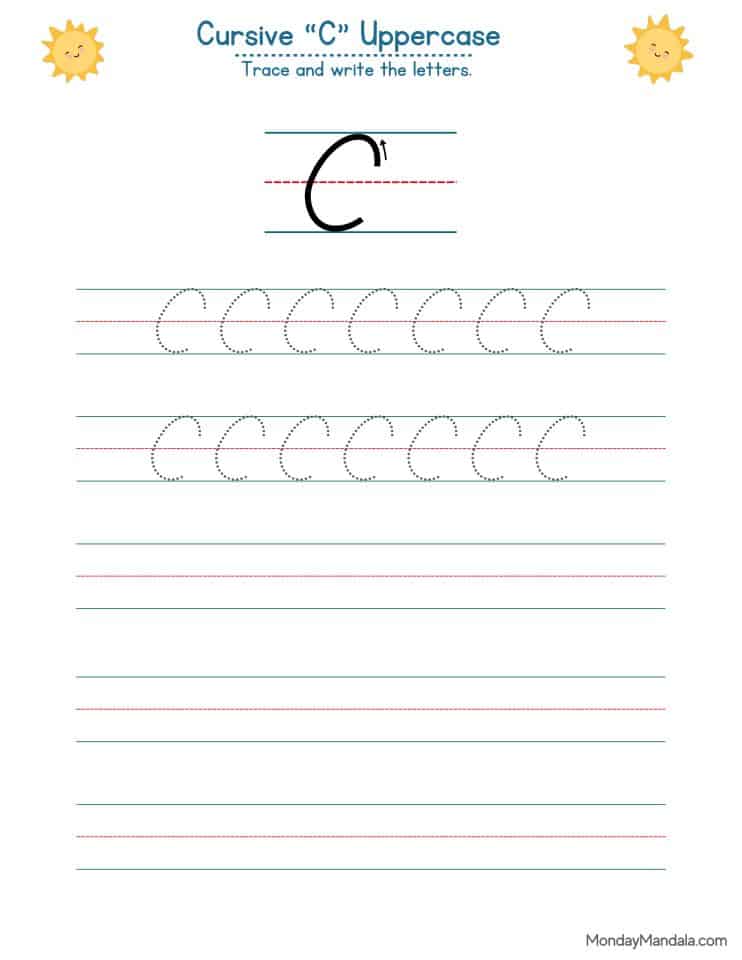 10 Cursive C Worksheets (Free Letter Writing Printables)