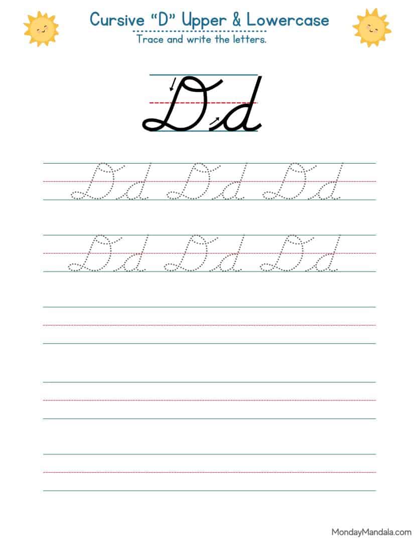 10 Cursive D Worksheets (Free Letter Writing Printables)